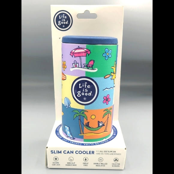 Life Is Good | Dining | Life Is Good 2 Oz Slim Can Cooler Beach Collage ...